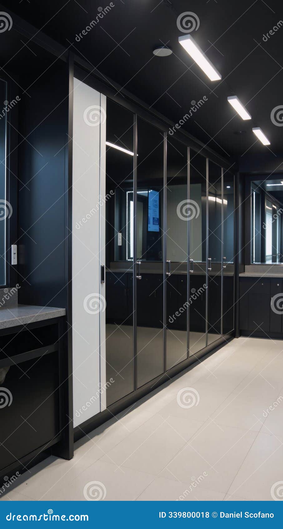 Sleek Modern Locker Room Interior Within A Sports Complex With ...