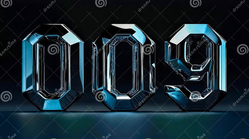 Number 009 Showing Minimalist Design Standing on Blue Surface Stock ...