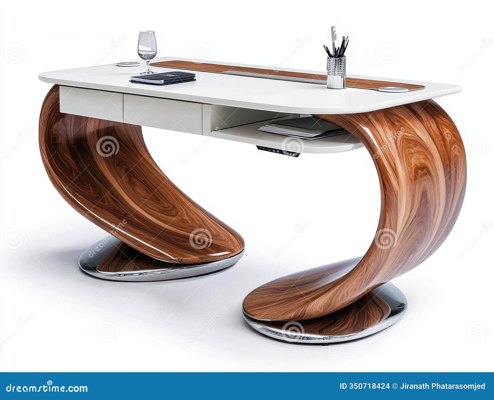 Sleek Modern Office Desk with Unique Curved Design and Elegant Finish ...
