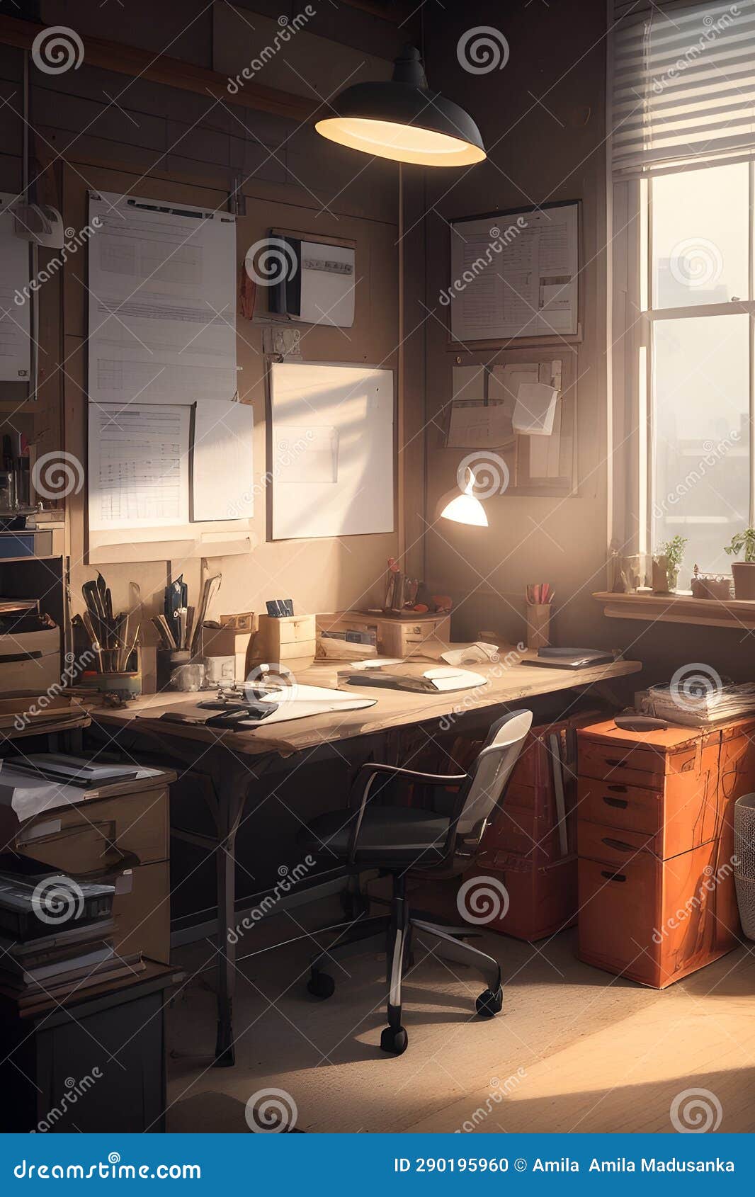 Professional workspace stock illustration. Illustration of lighting ...