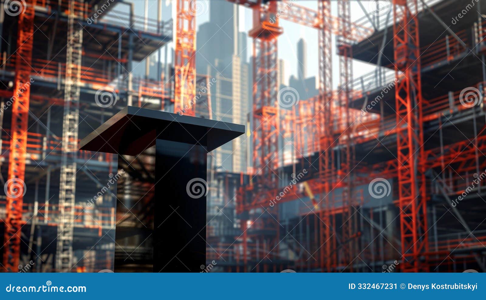 Modern Podium in Construction Site Ambiance Stock Illustration ...
