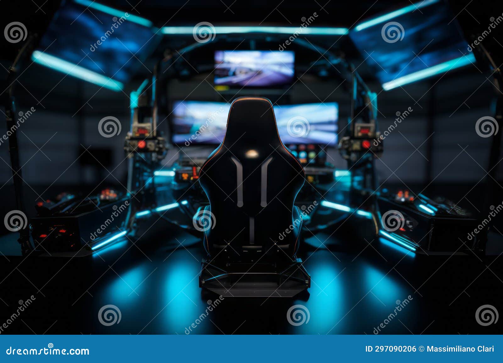 A Sleek And Modern Racing Cockpit With A Formula Wheel, Surrounded By ...