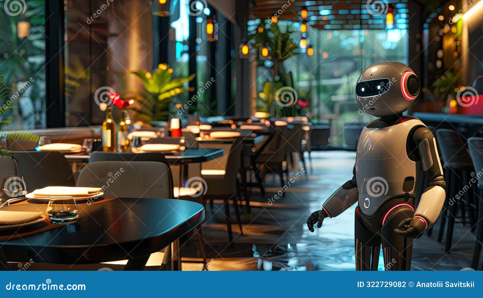 A Sleek, Modern Restaurant with Tables Set for Dining. an AI-powered ...
