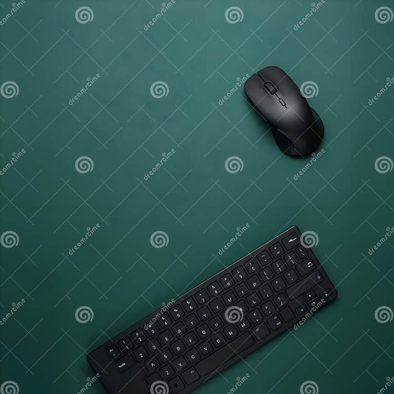 AI-Generated Black Computer Keyboard and Mouse on Teal Surface Stock ...