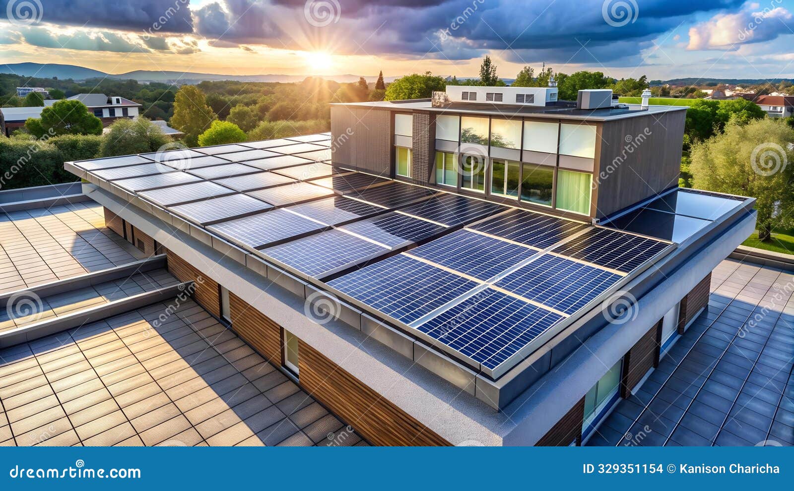 Sleek and Modern Solar Panel Integration on a Rooftop with Geometric ...