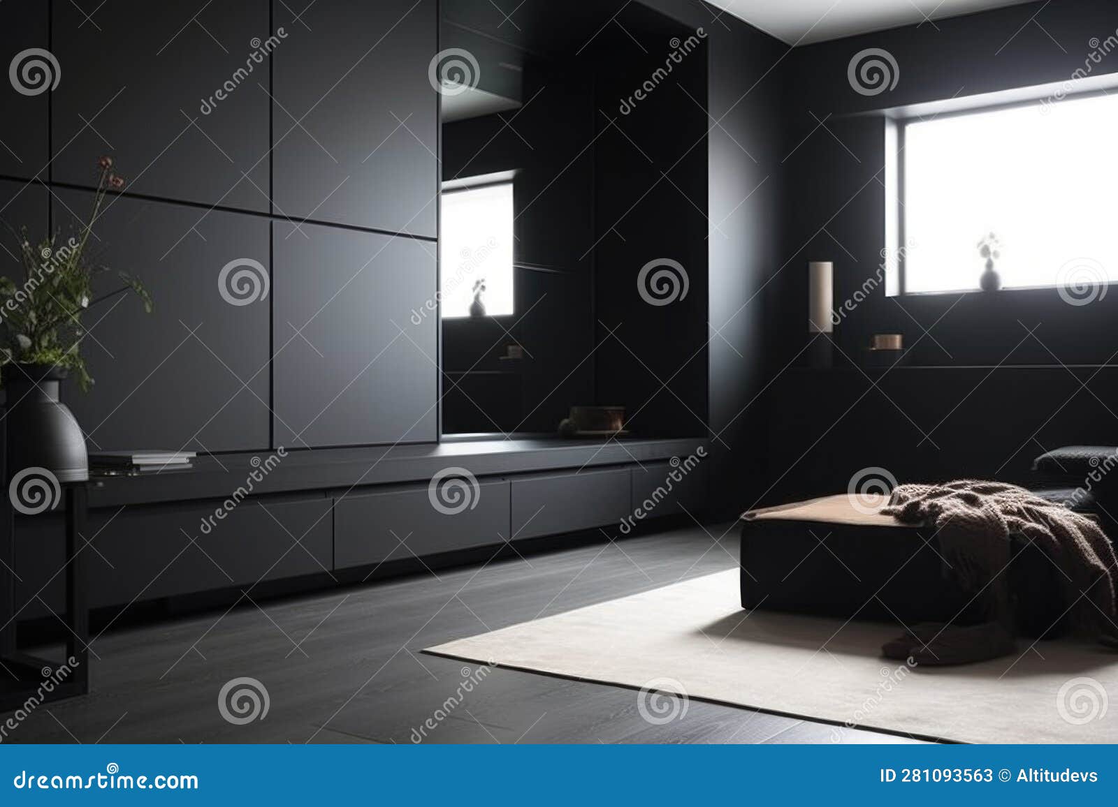 A Sleek and Modern Storage Unit in a Minimalist Setting Stock ...