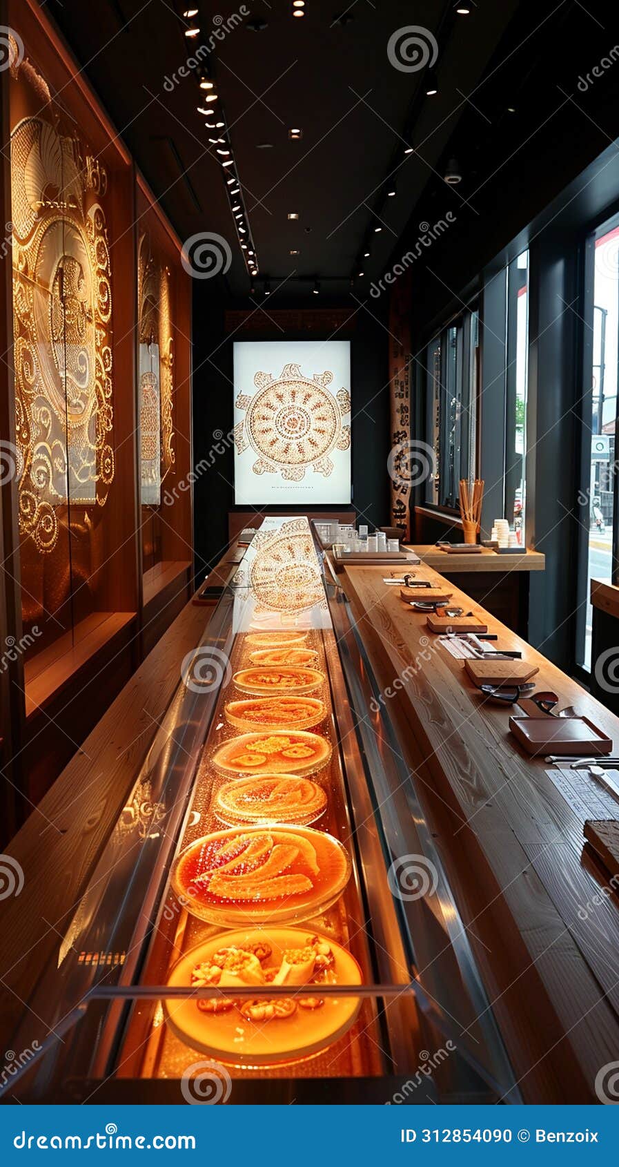 Sleek and Modern Sushi Conveyor Belt Restaurant with Interactive ...