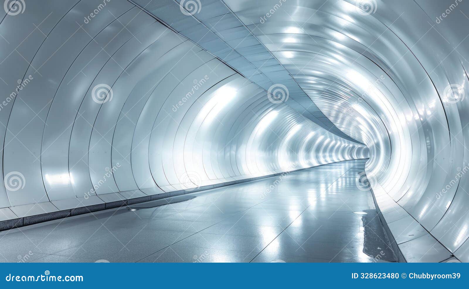A Sleek, Modern Underground Tunnel with a Curved Design, Void of Any ...