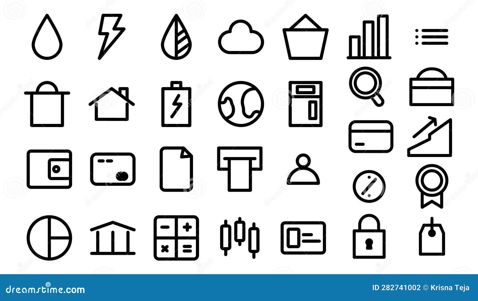 Sleek Monoline Vector Icon Set Stock Illustration - Illustration of ...