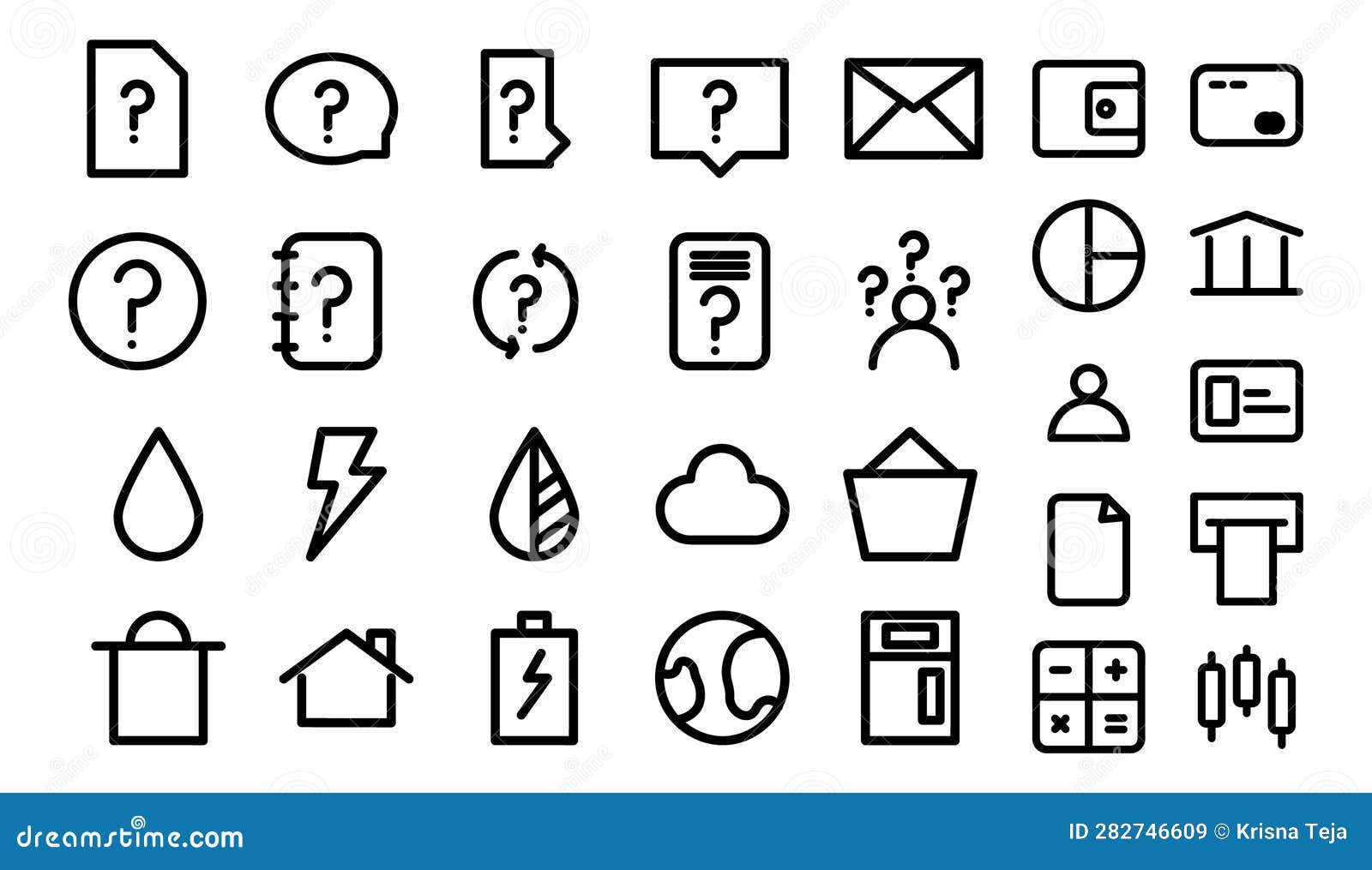 Sleek Monoline Vector Icon Set Stock Vector - Illustration of simple ...