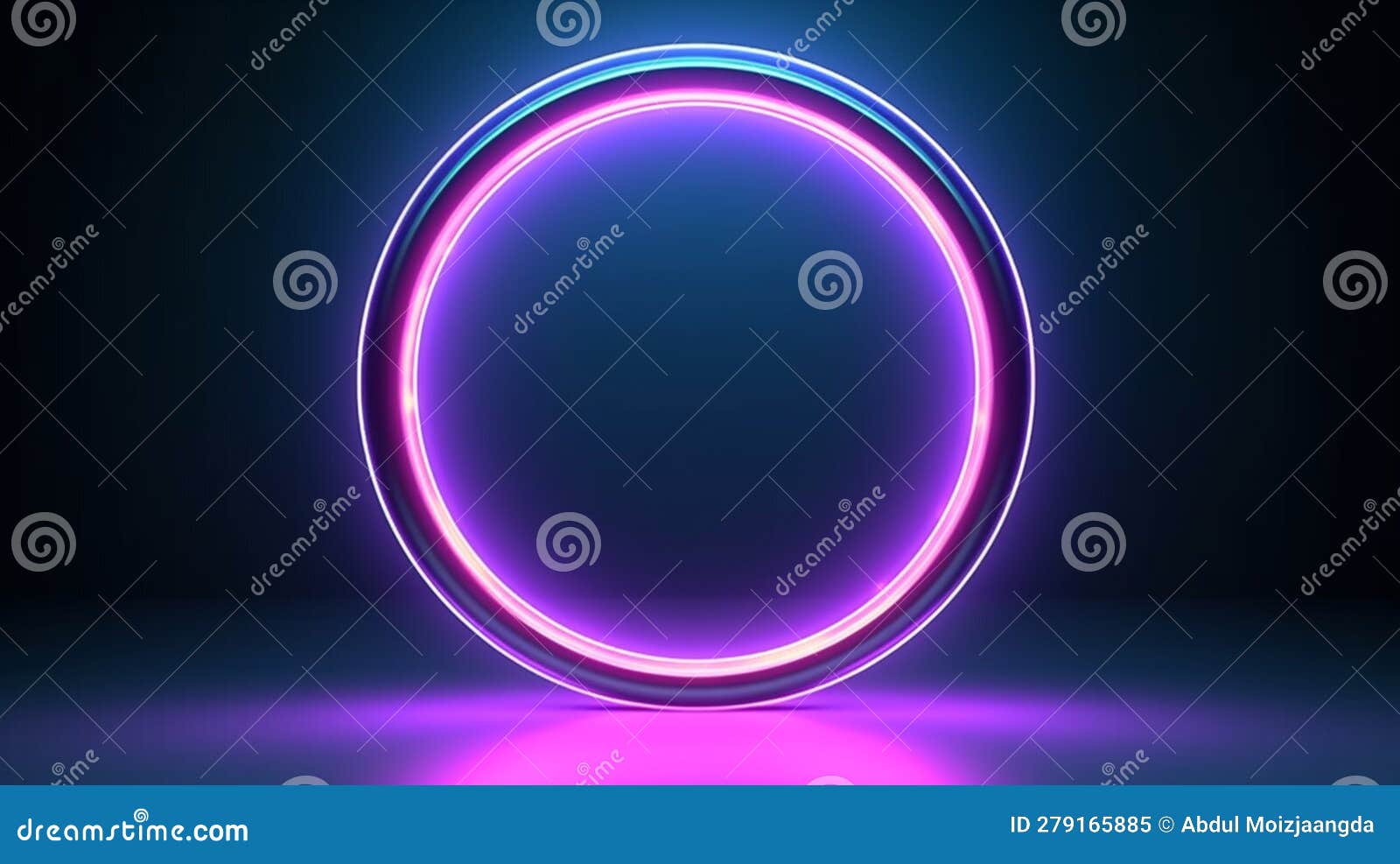 Sleek Neon Circle Frame with Empty Space and Ultraviolet Light Stock ...