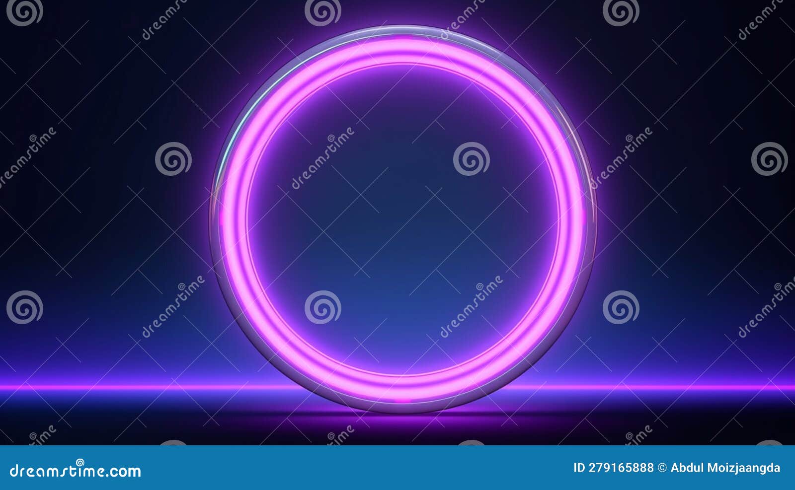 Sleek Neon Circle Frame with Empty Space and Ultraviolet Light Stock ...