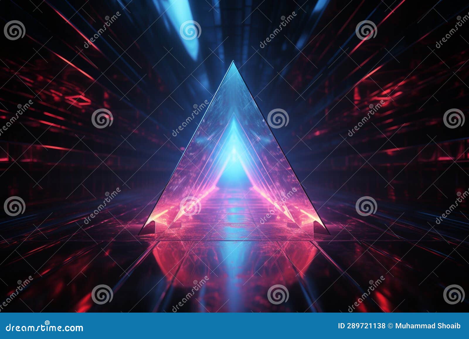 Sleek Neon Geometry Triangular Figure with Laser Light for Striking ...