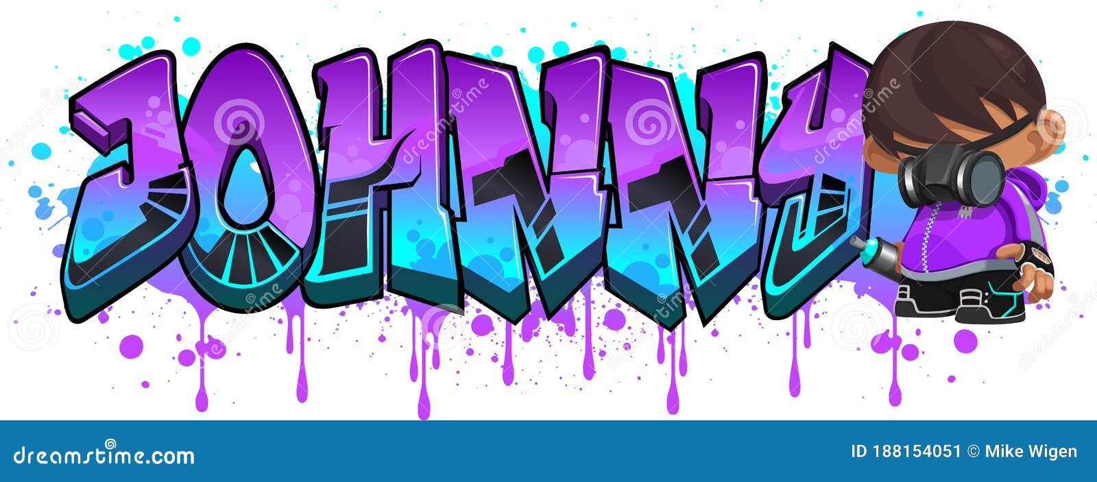 Johnny Name Text Graffiti stock illustration. Illustration of toon ...
