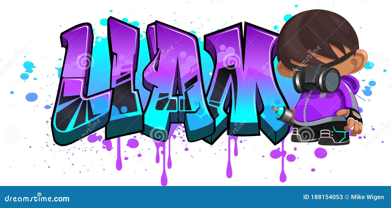 Liam Name Text Graffiti stock illustration. Illustration of character ...
