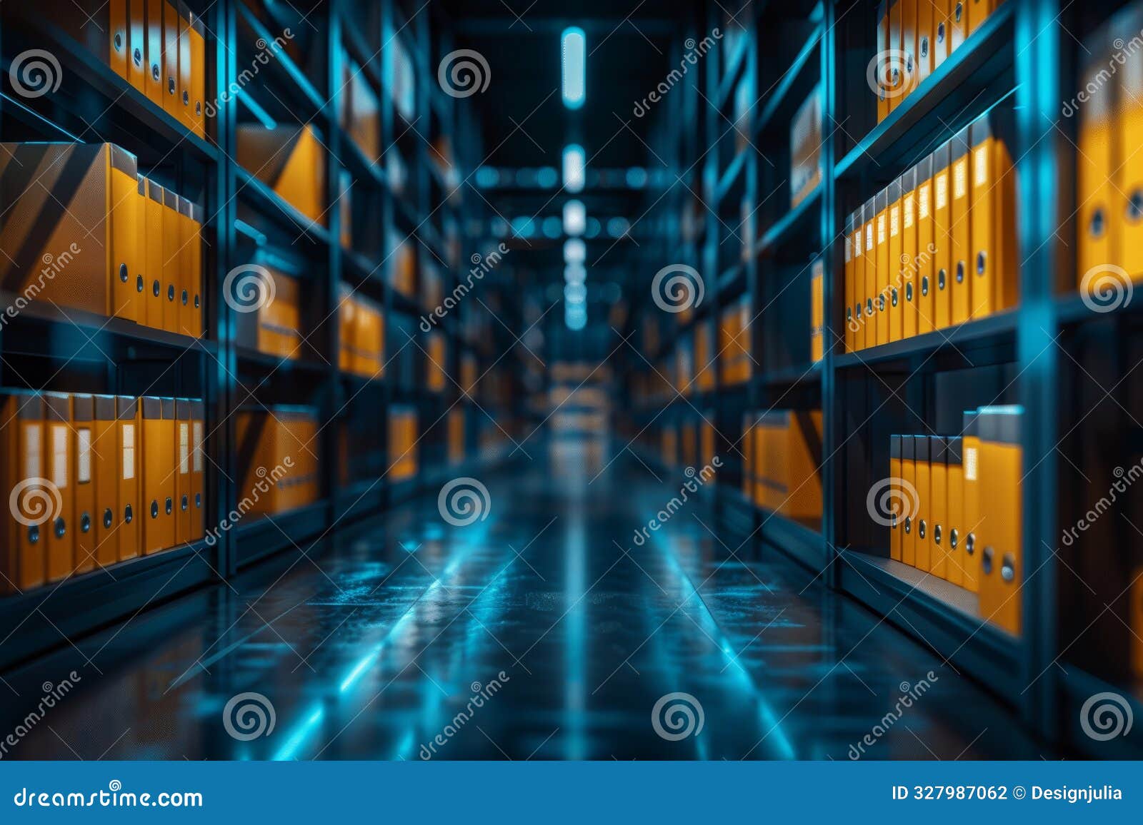 Sleek Office Design with Neat Shelves and Bright Yellow Folders for an ...