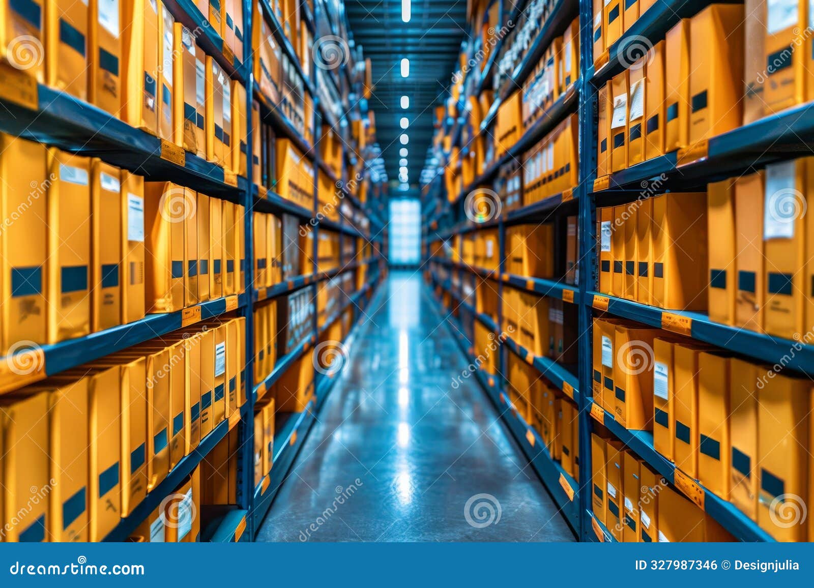 Sleek Office Design with Neat Shelves and Bright Yellow Folders for an ...