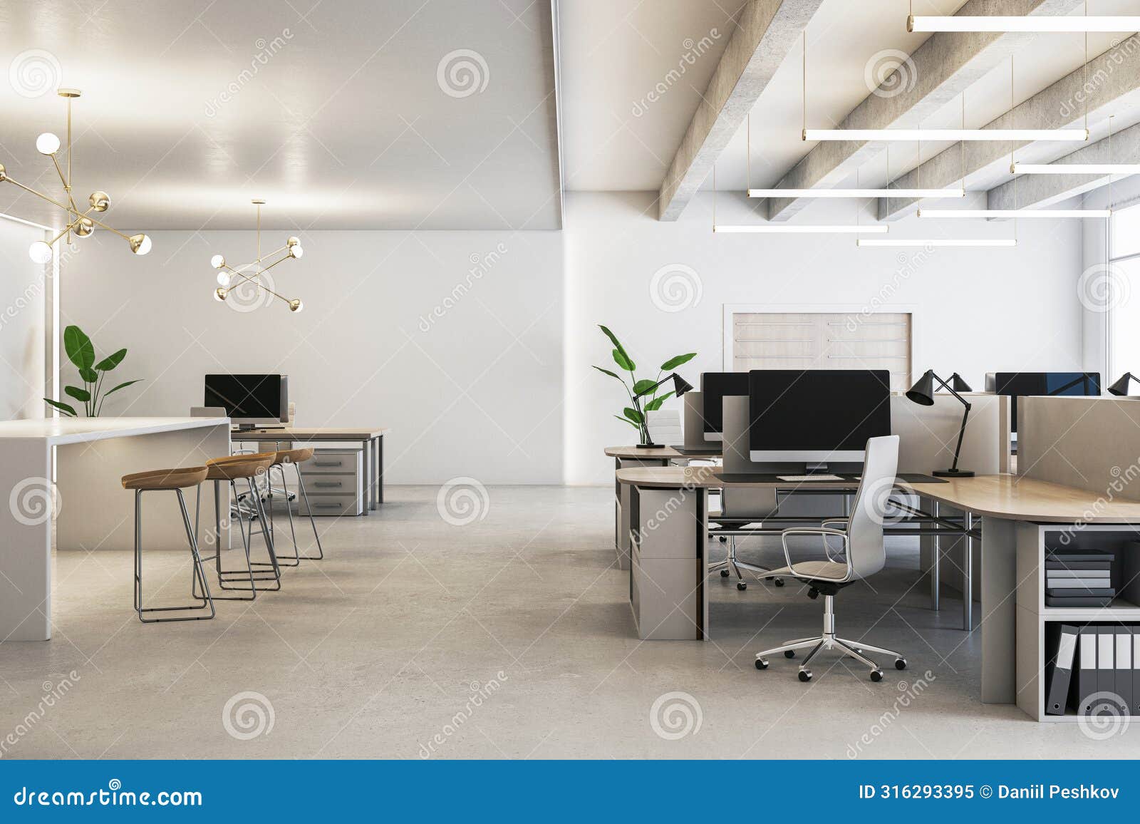 Sleek Office Space with Contemporary Design, Industrial Elements, and ...