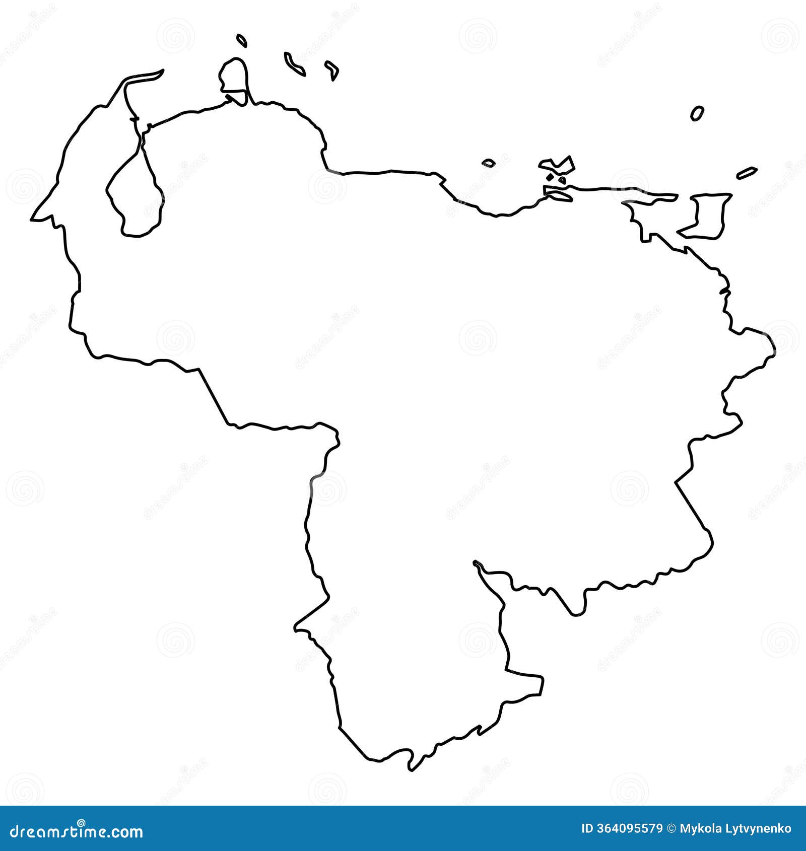 Sleek Outline Of Venezuela Minimalist Map In Black Silhouette Cartoon ...