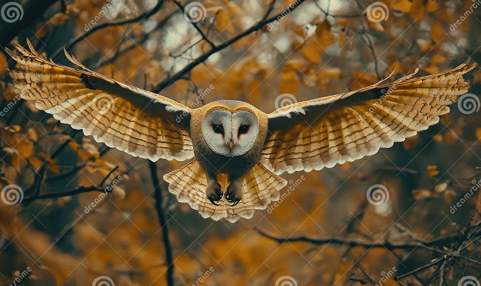 A Sleek Owl with Outstretched Wings, Extending into Thin, Twisting ...