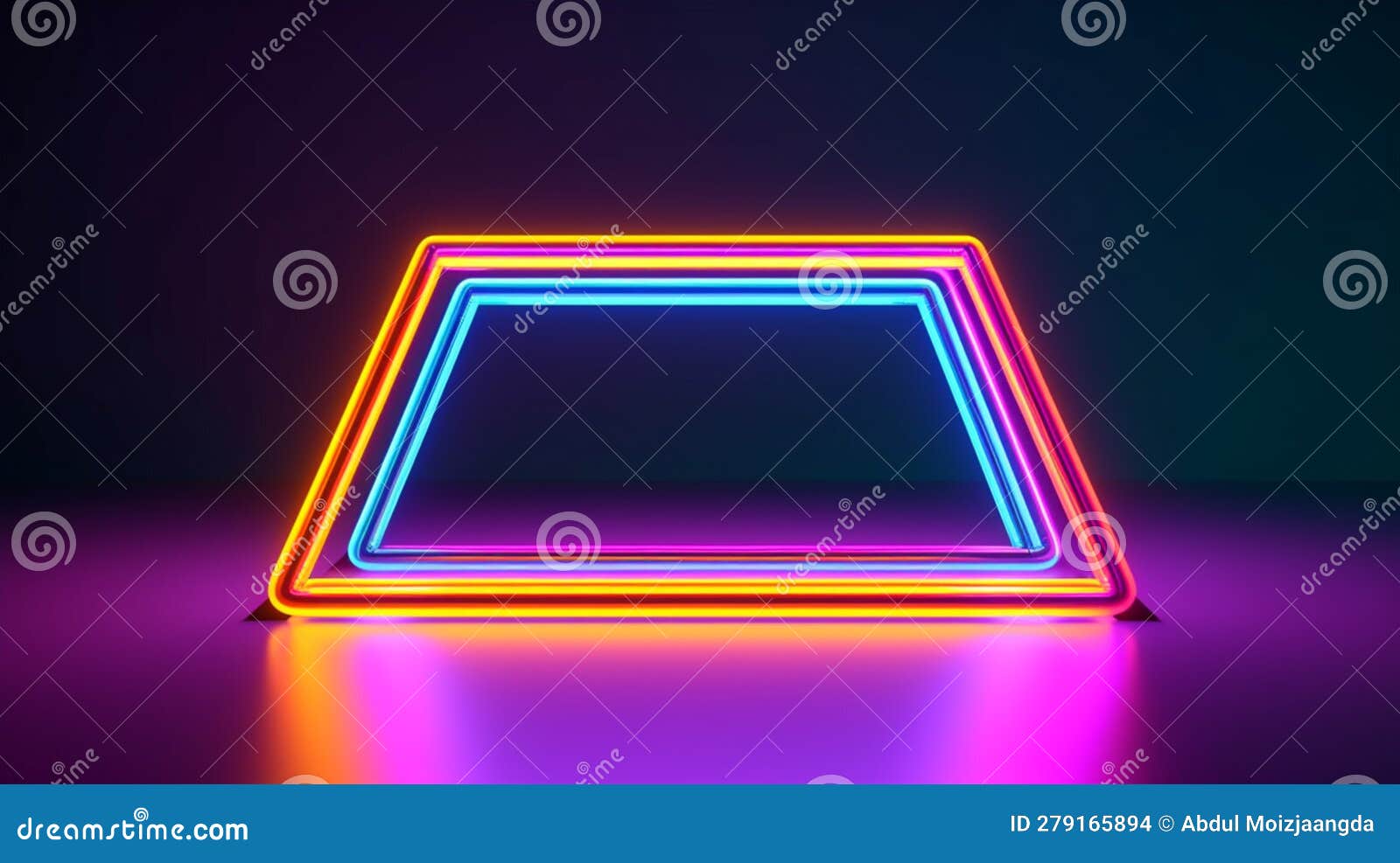Sleek Parallelogram Frame with Two-tone Neon Colors and 3D Rendering ...