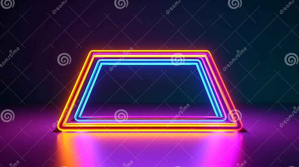 Sleek Parallelogram Frame with Two-tone Neon Colors and 3D Rendering ...