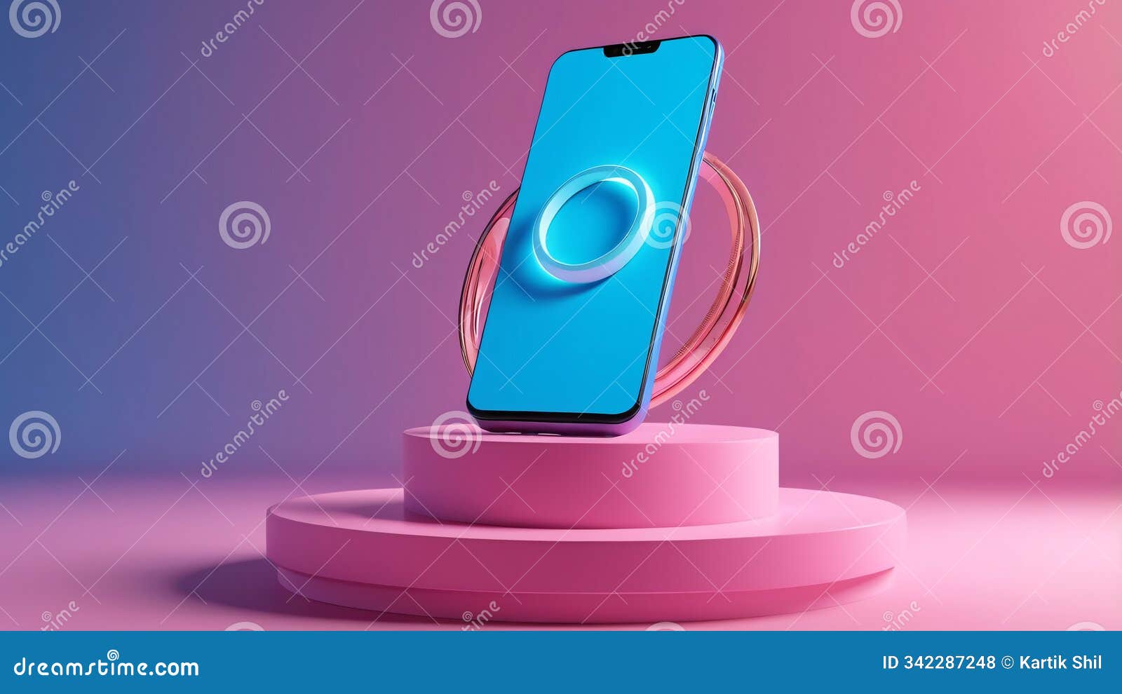 Sleek Podium Stand with Empty Android Phone Display Stock Illustration ...