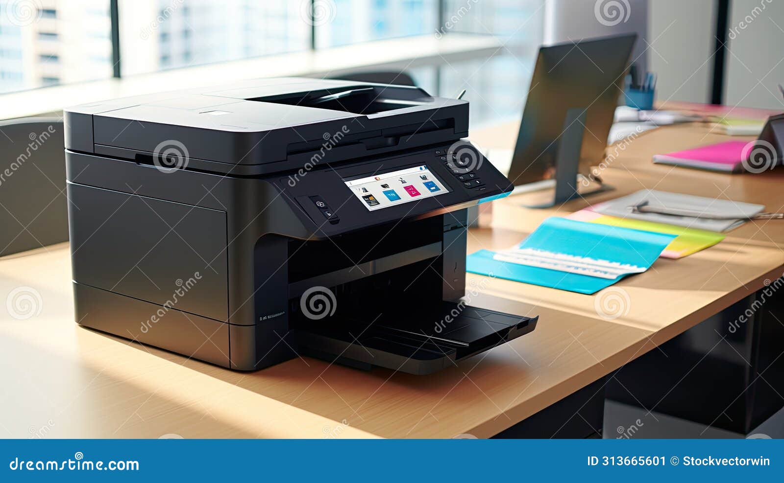 Sleek Printer Office Equipment Stock Illustration - Illustration of setting, touchscreen: 313665601