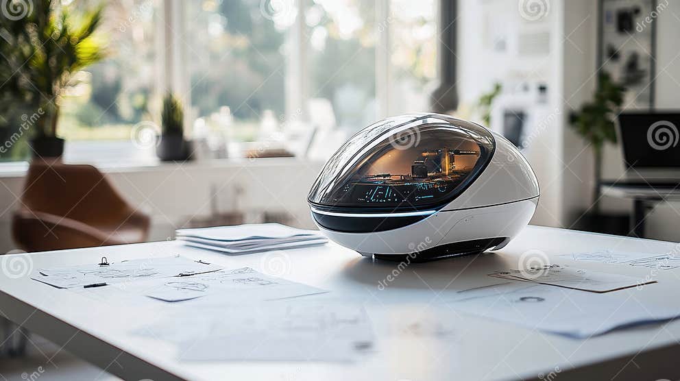 Sleek Prototype of a Gadget Displaying Technical Schematics in a Modern ...