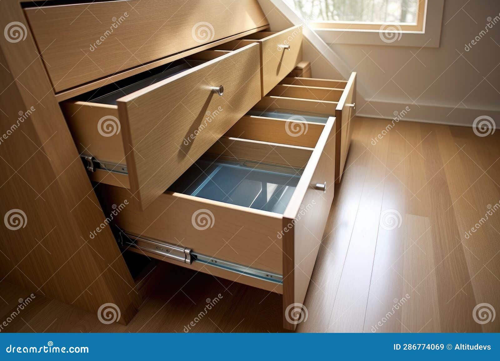 Sleek Pull-out Drawers Under Staircase Stock Illustration ...