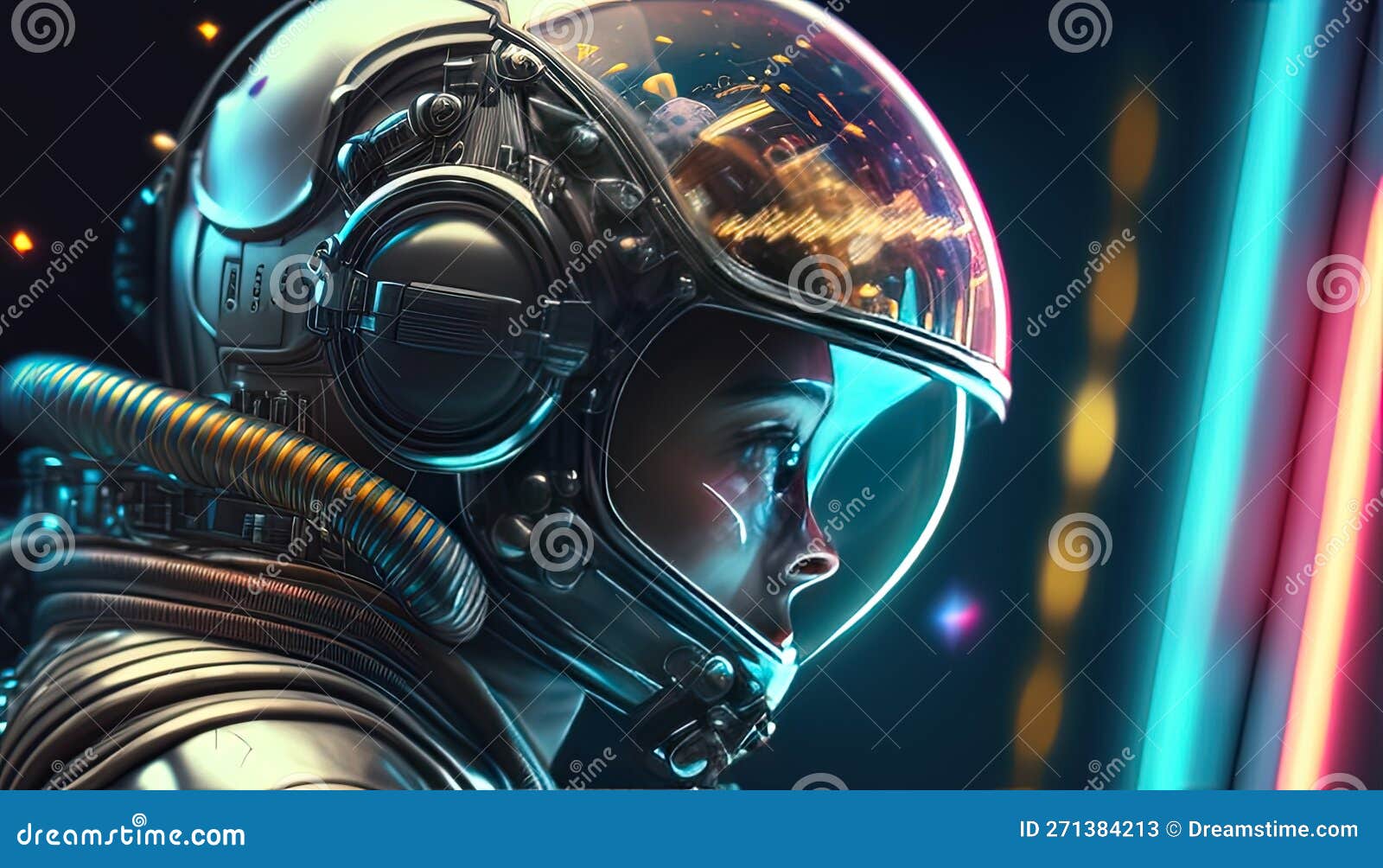 Sleek Raypunk Scape Explorer Digital Art Illustration, Generative AI ...