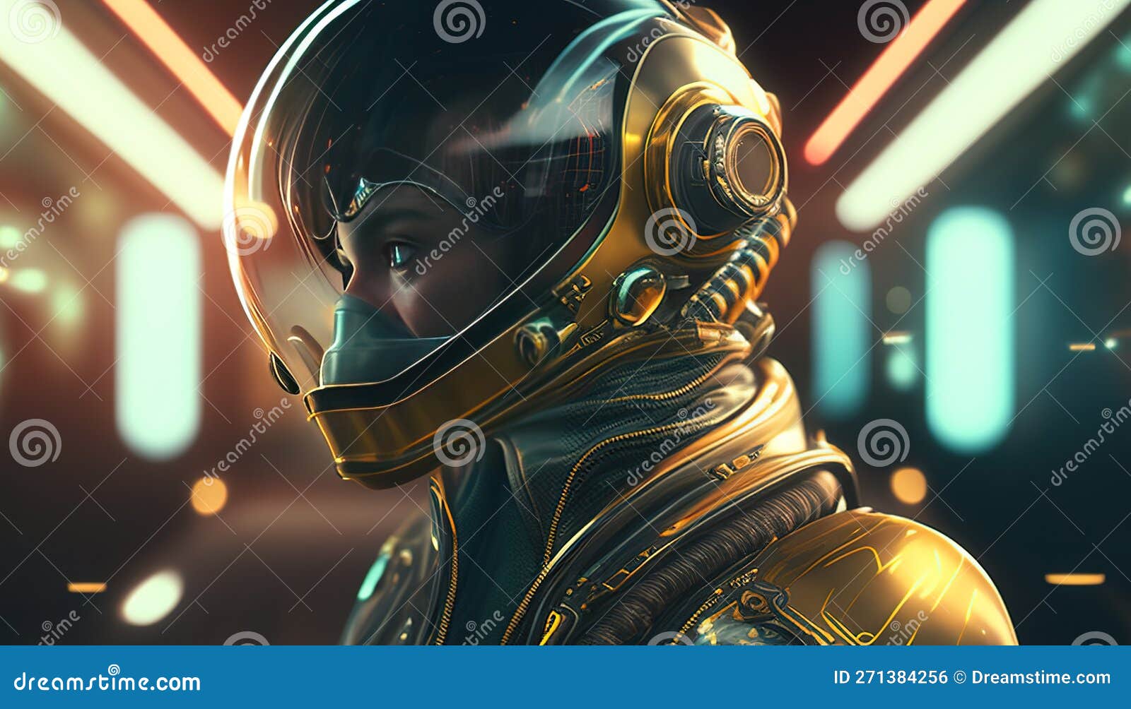 Sleek Raypunk Scape Explorer Digital Art Illustration, Generative AI ...