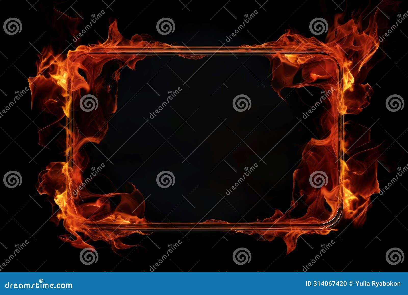 Sleek Rectangle Fire Frame Simple. Generate Ai Stock Photo - Image of ...