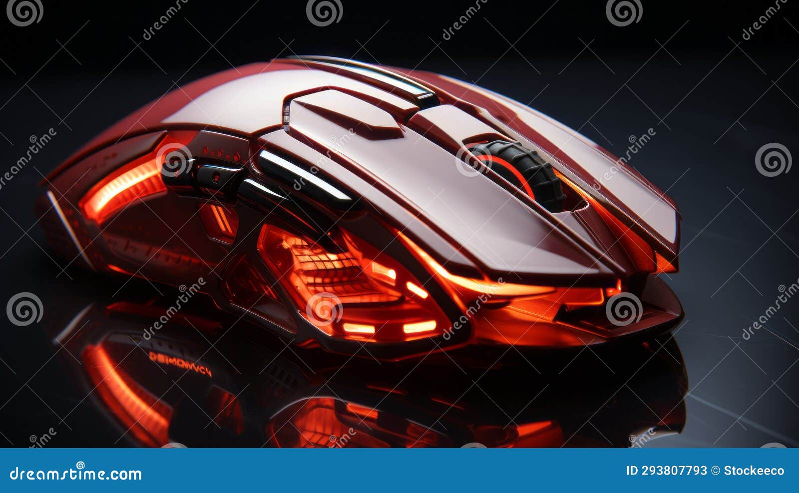 Sleek Red Gaming Mouse with Dynamic Action Scenes - Seapunk Style Stock ...