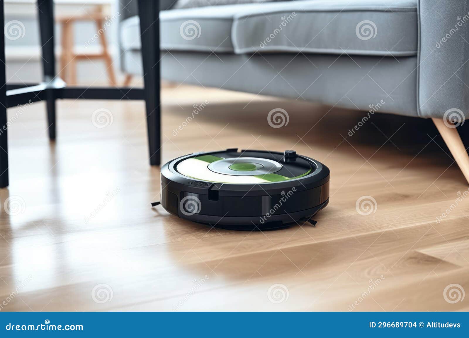 A Sleek Robot Vacuum Cleaning the Floor Stock Photo - Image of ...