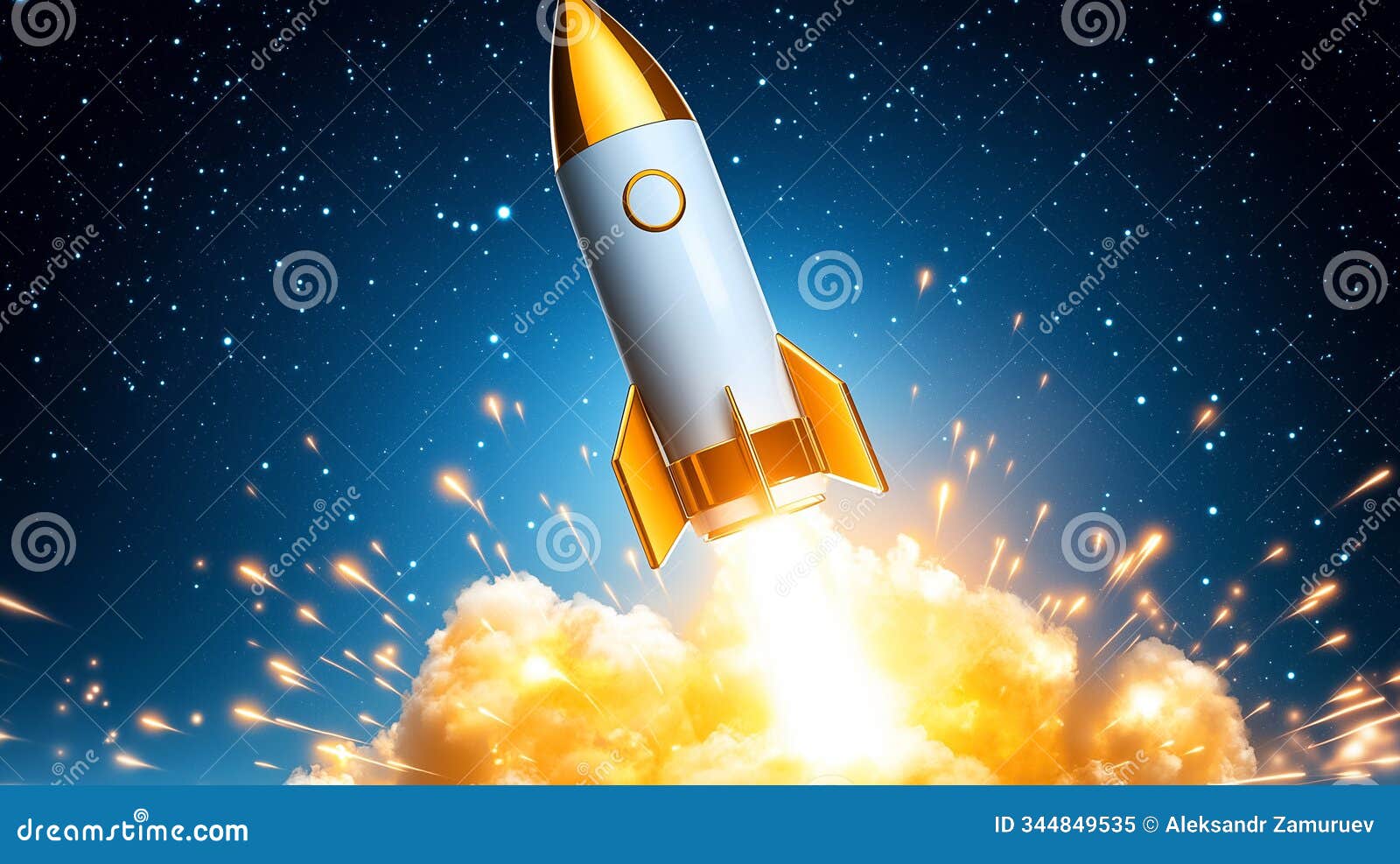 A Sleek Rocket Soars into the Dark Sky, Trailing Fire - Symbol of ...