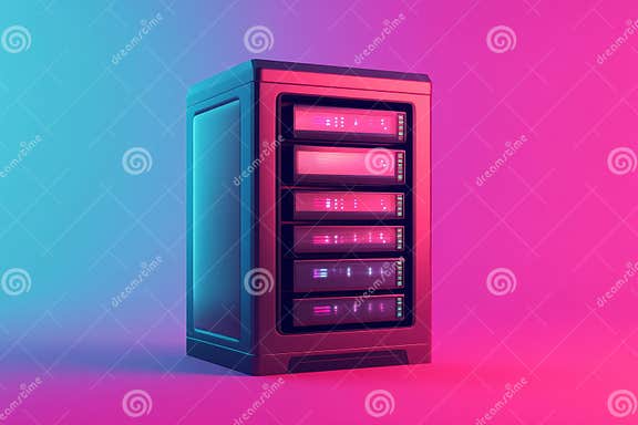 A Sleek Server Rack with Glowing Neon Lights Symbolizing Data Storage ...