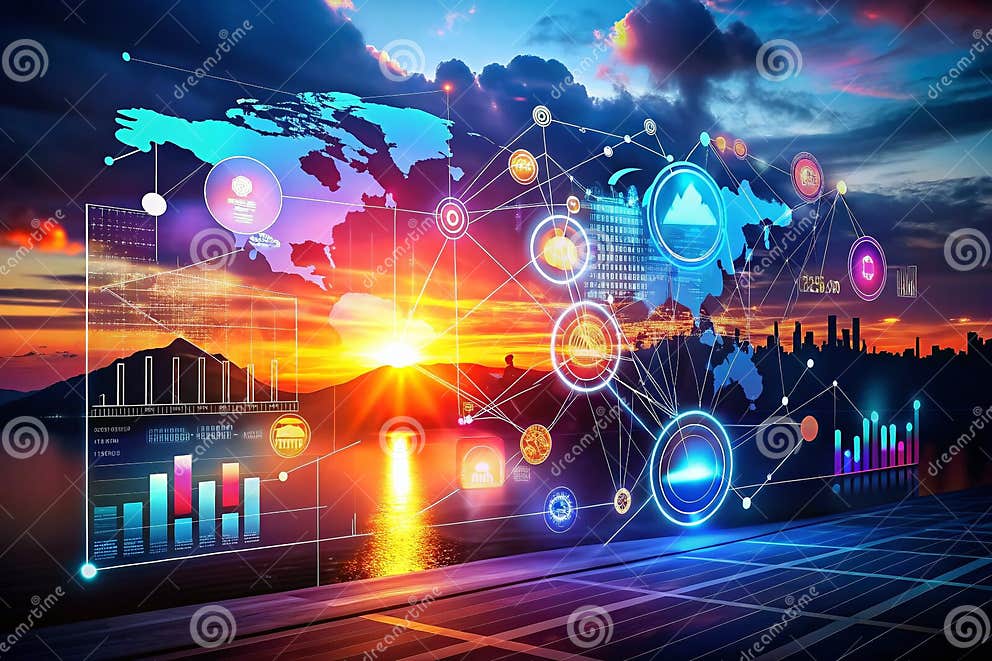 Sleek Silhouette Interface Glowing Data Visualizations Showcase the Future of Digital ...