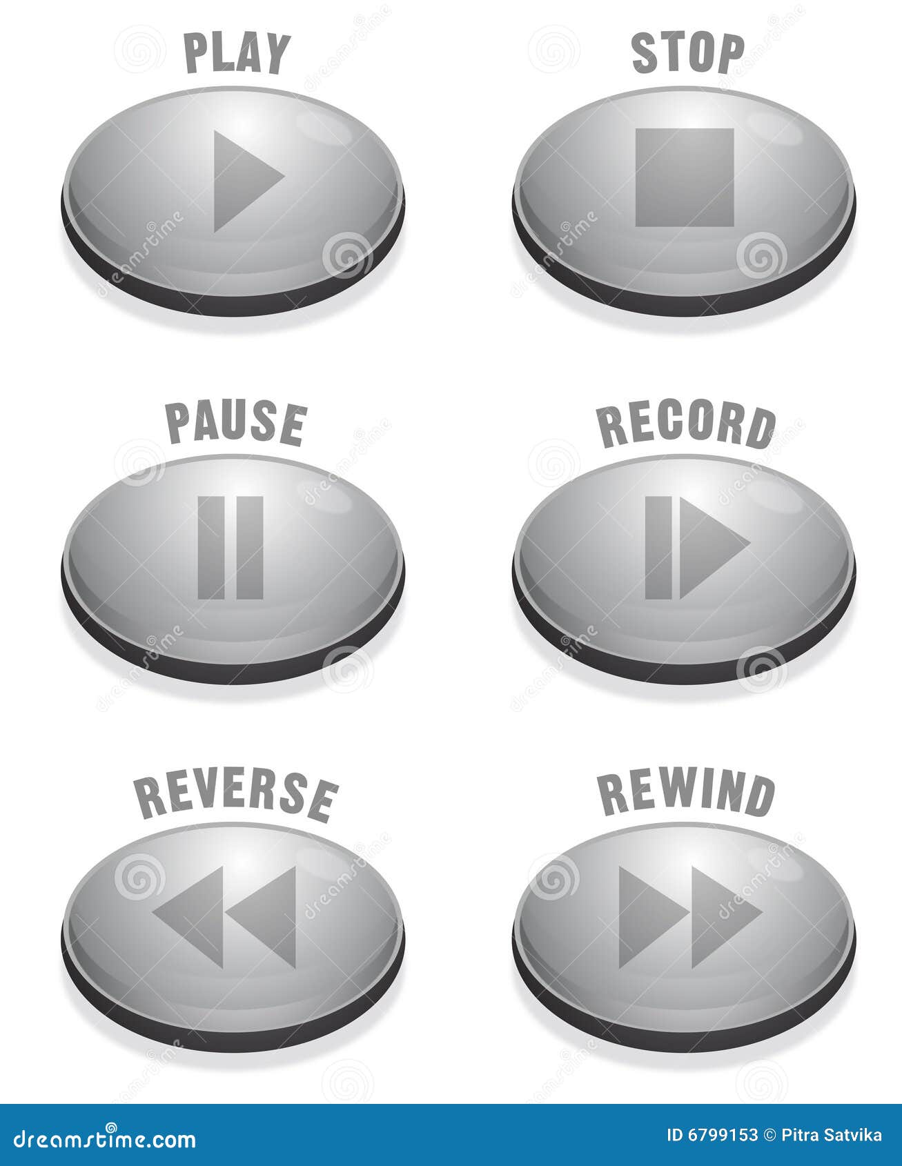 Sleek Silver Button stock vector. Illustration of play - 6799153