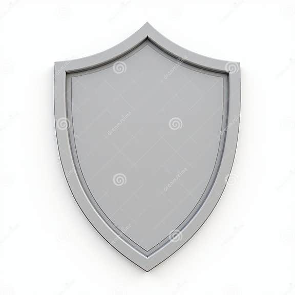 A Sleek, Silver-colored Shield Icon on a Plain White Background. Stock ...