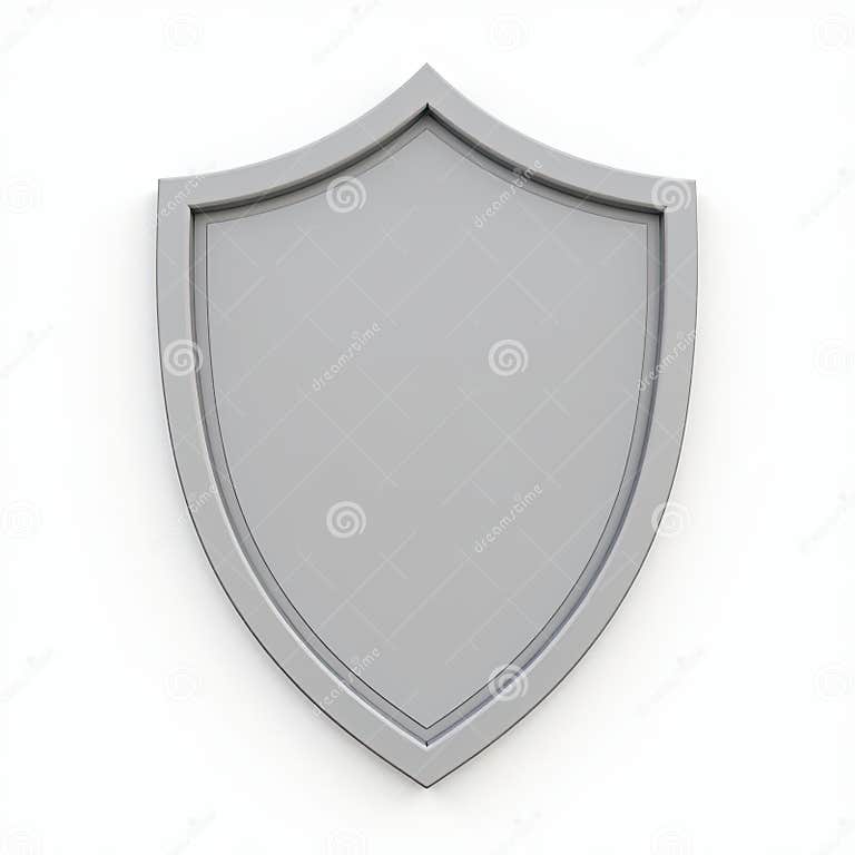 A Sleek, Silver-colored Shield Icon on a Plain White Background. Stock ...