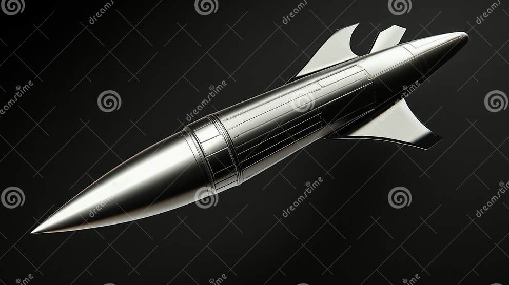 Sleek Silver Rocket Model Captured Against a Dark Background with ...