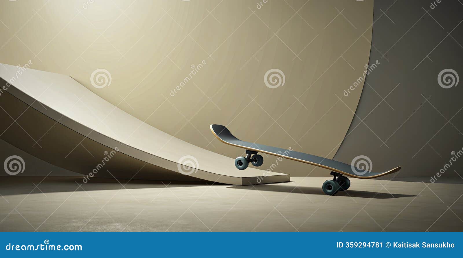 Sleek Skateboard on a Curved Ramp Minimalist 2D Vector Illustration for ...