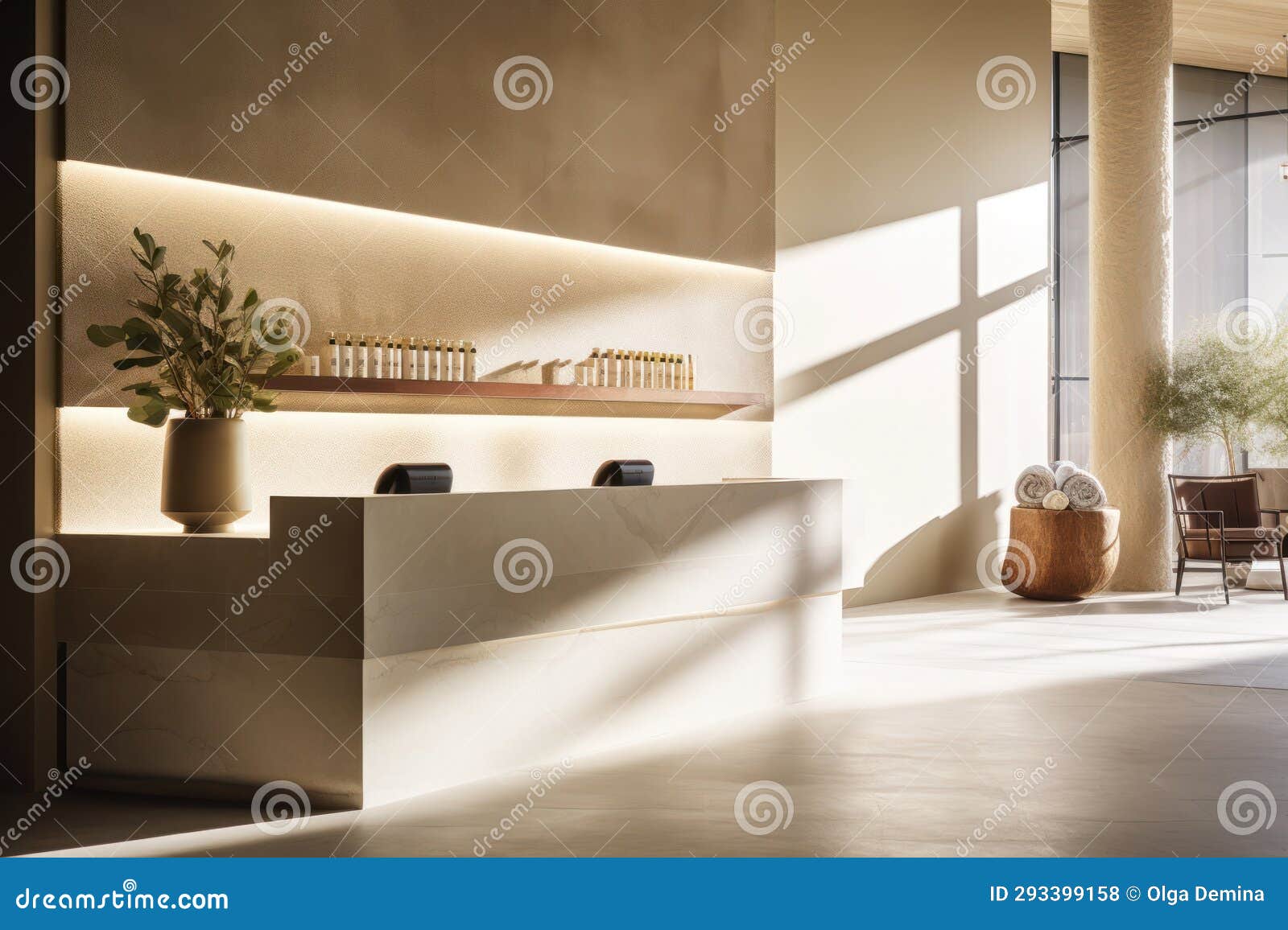 Sleek Spa Reception: Modern Elements, Minimalist Aesthetic ...