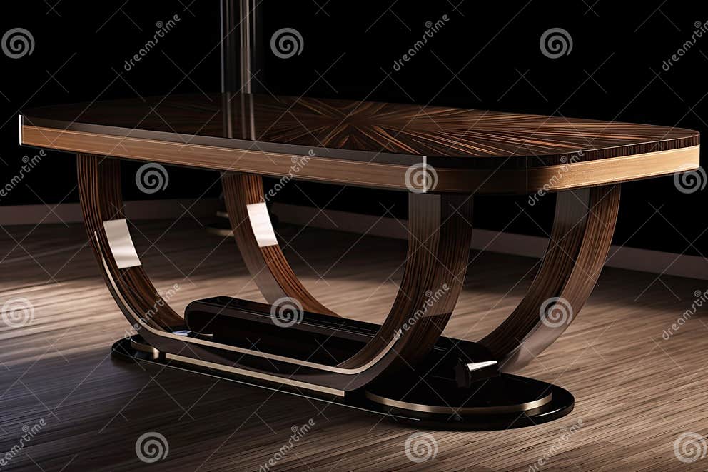 A Sleek and Streamlined Dining Table with Art Deco Design Stock ...