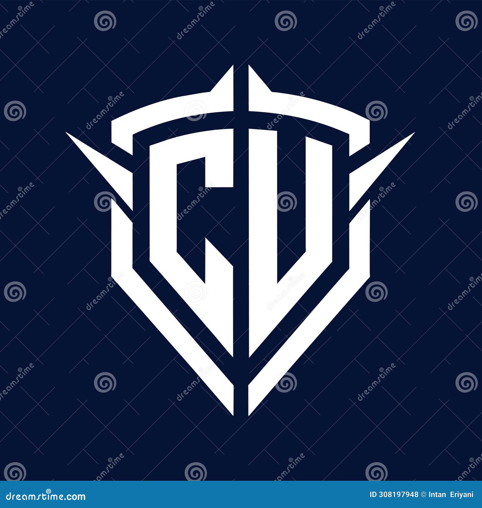 Letter CW Logo Vector Blue Background Stock Vector - Illustration of ...