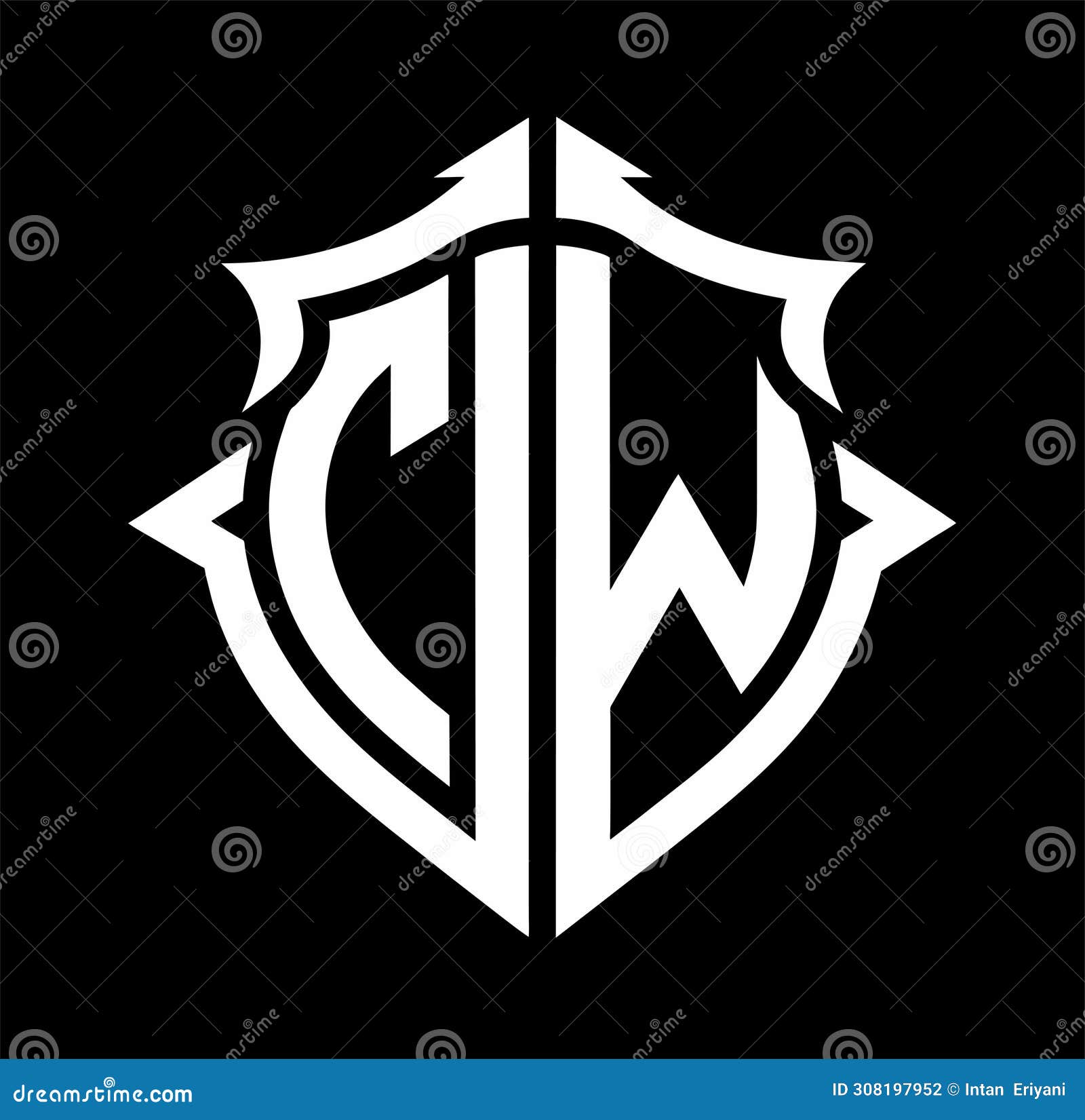 Letter CW Logo Vector Black Background Stock Vector - Illustration of ...