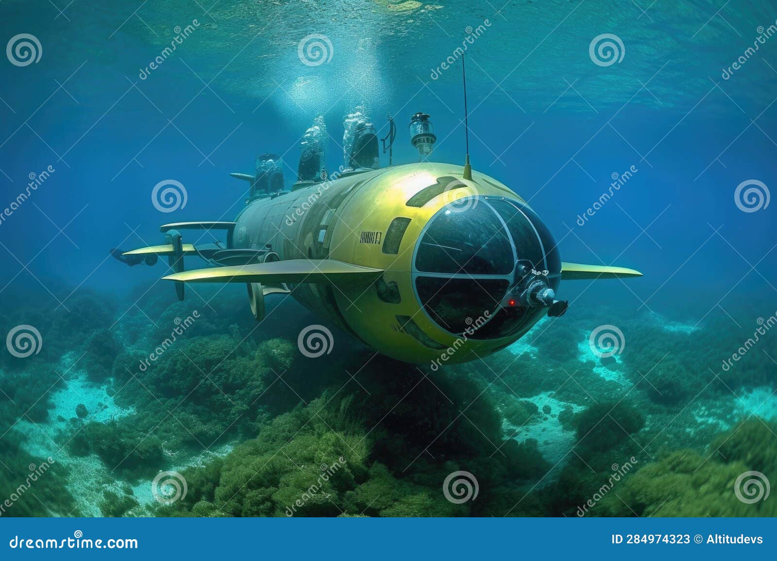 Sleek Submarine with Advanced Sonar System Stock Illustration ...