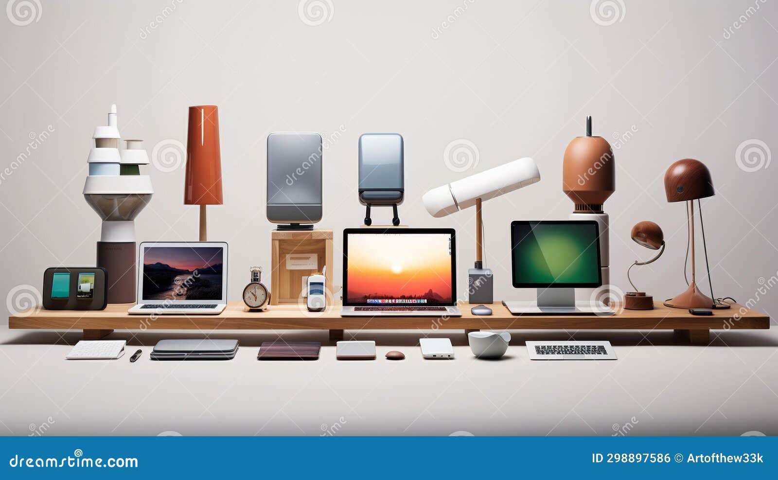 Sleek Tech Collection: Modern Devices on Clean White Table Stock ...