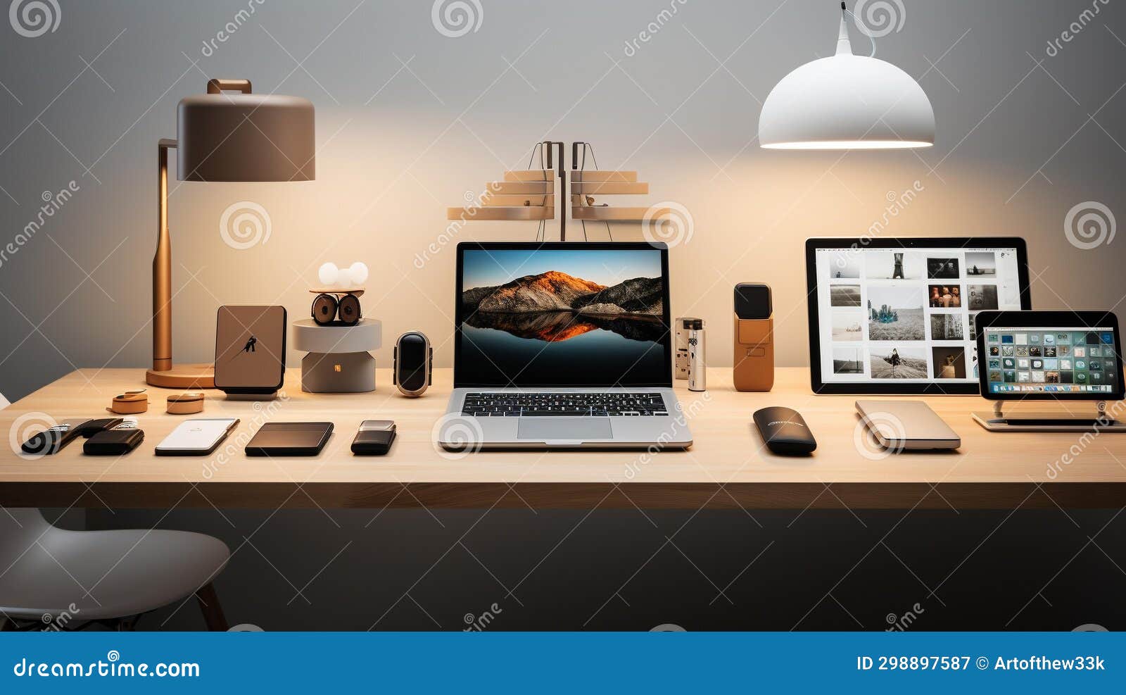 Sleek Tech Collection: Modern Devices on Clean White Table Stock ...